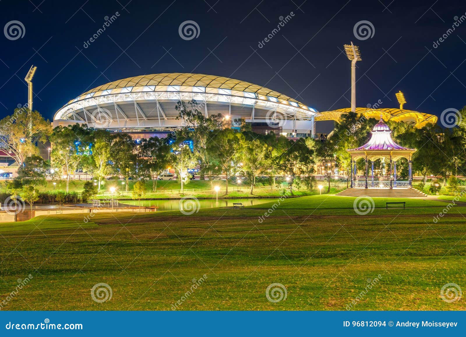 Adelaide Oval with Rotunda Illuminated at Night Editorial Stock Image ...