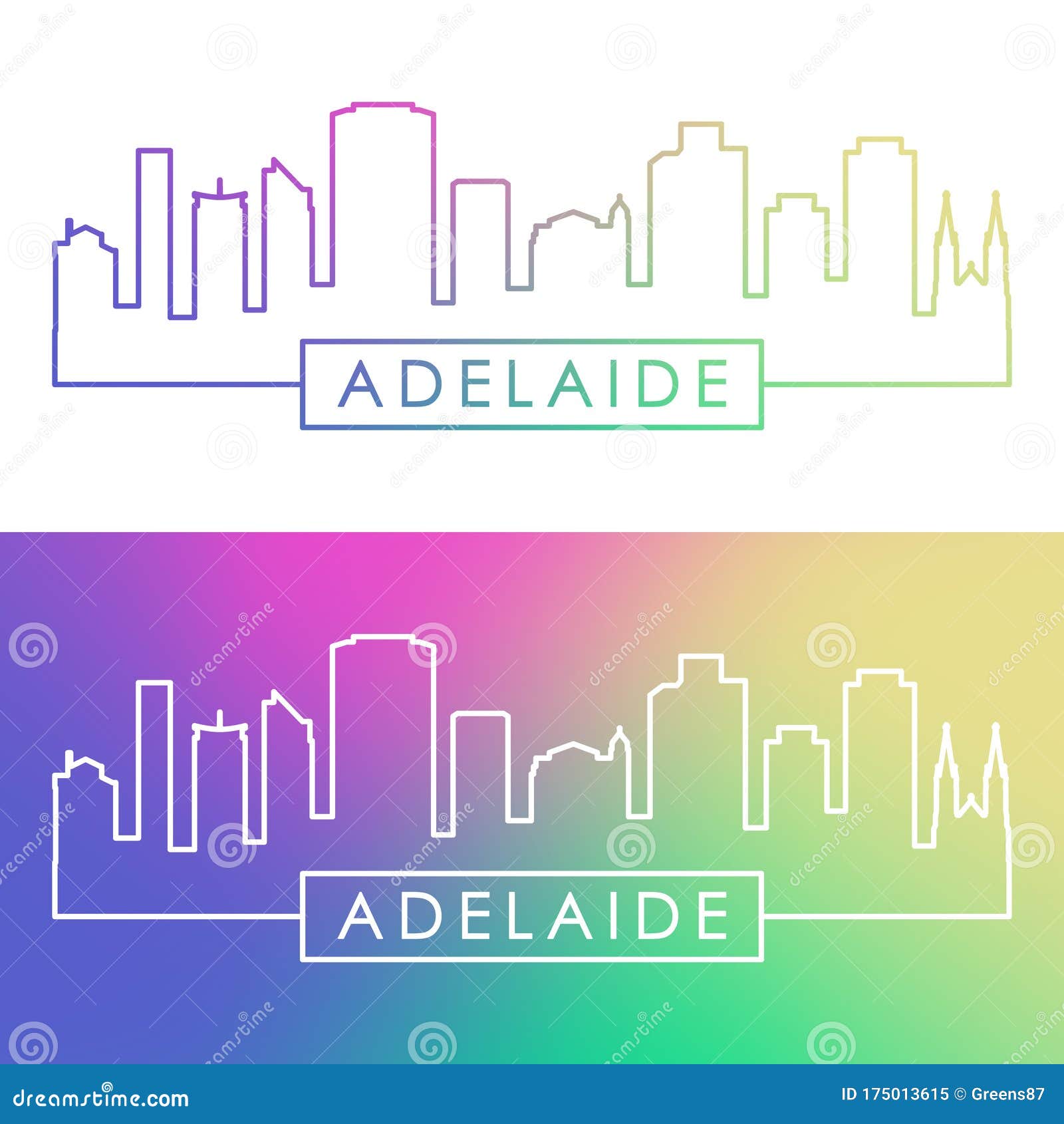 Adelaide Skyline And Landmarks Silhouette Vector Illustration ...