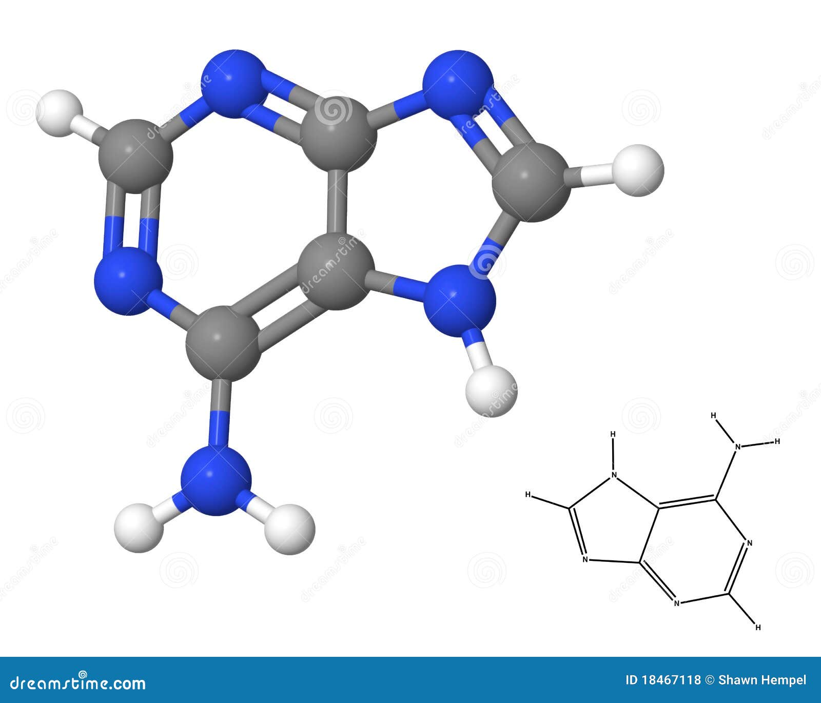 Adenine Molecule Met Chemische Formule Stock Illustratie - Illustration ...