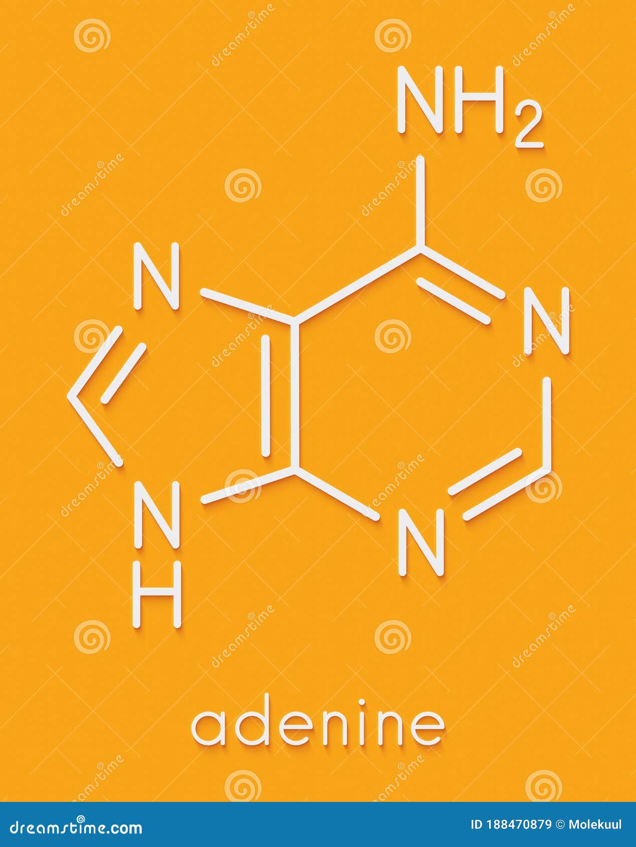 Adenine, A, Ade, Nucleobase, Chemical Formula And Skeletal Structure ...