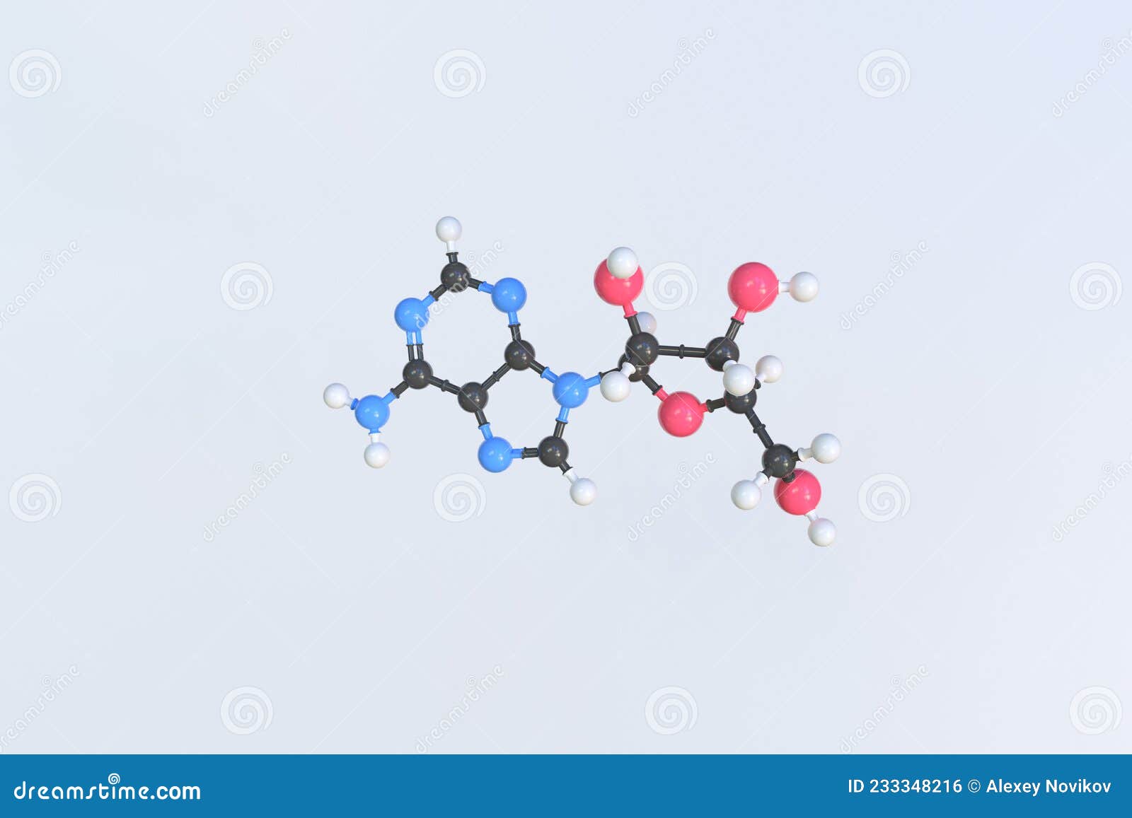 Adenosine Molecule, Isolated Molecular Model. 3D Rendering Stock ...