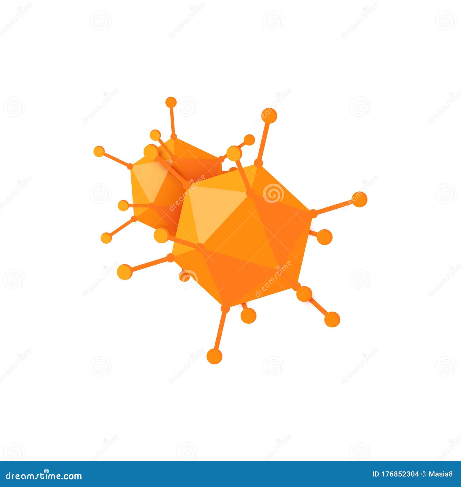 Adenovirus Icon In Cartoon Style Vector Image Stock Vector Illustration Of Microscopic