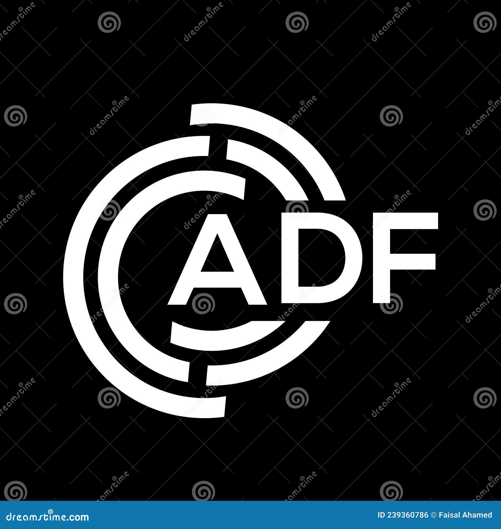 ADF Letter Logo Design on Black Background. ADF Creative Initials ...