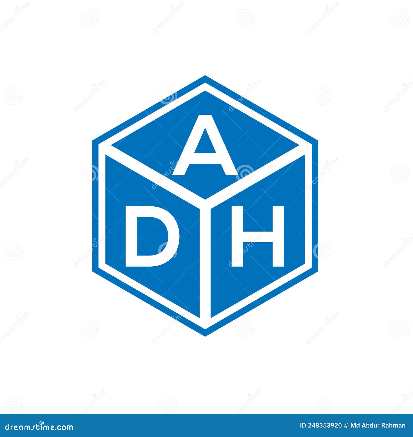 ADH Letter Logo Design on Black Background. ADH Creative Initials ...