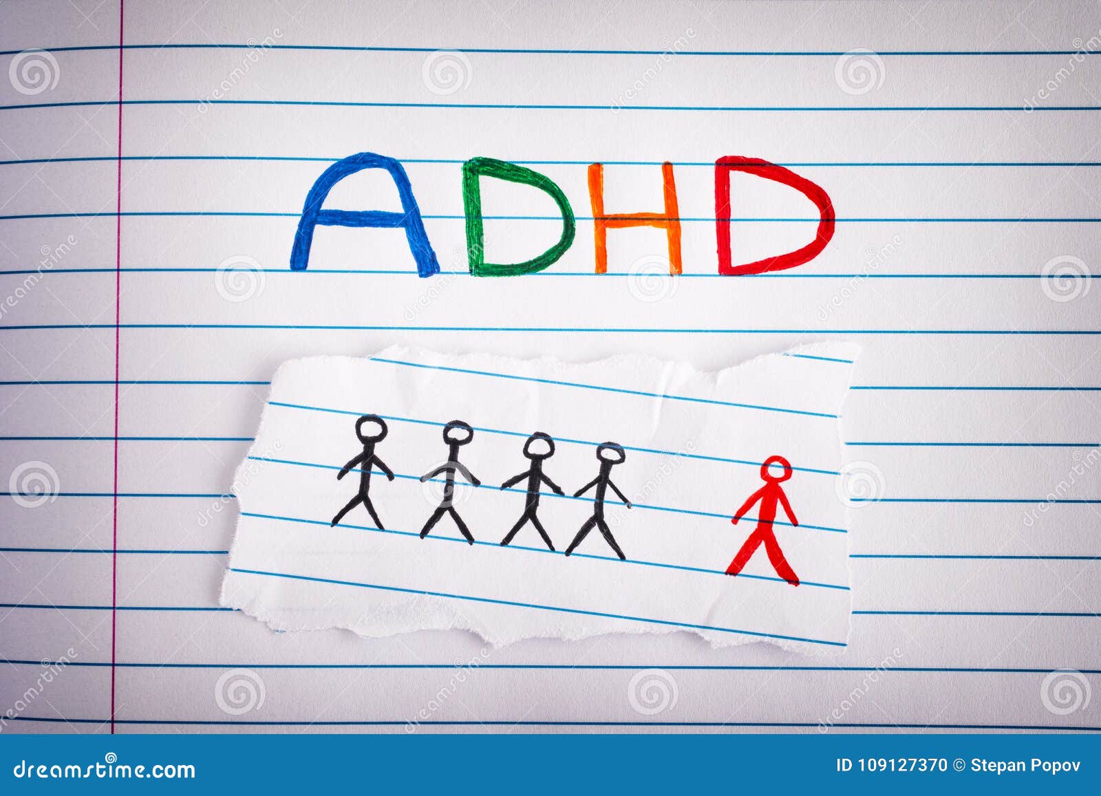ADHD. Abbreviation ADHD on Notebook Sheet Stock Photo - Image of blue ...