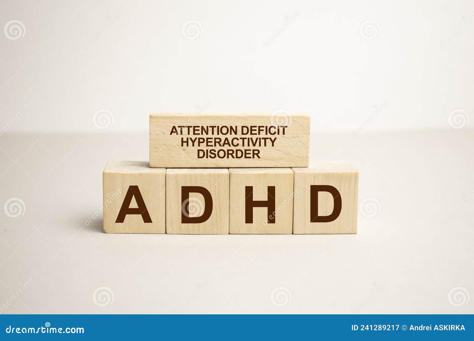ADHD Abbreviation On ADHD Cubes On A Light Background. Close ADHD ...