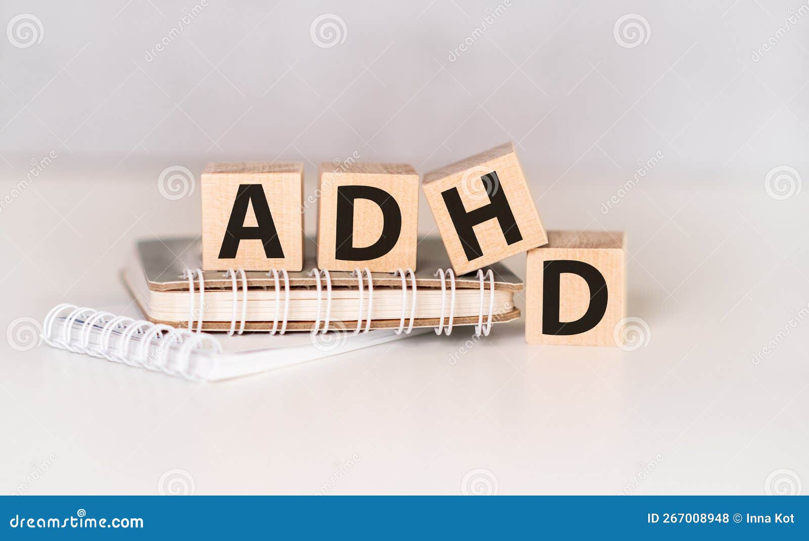 ADHD Abbreviation on ADHD Cubes on a Light Background. Close ADHD ...