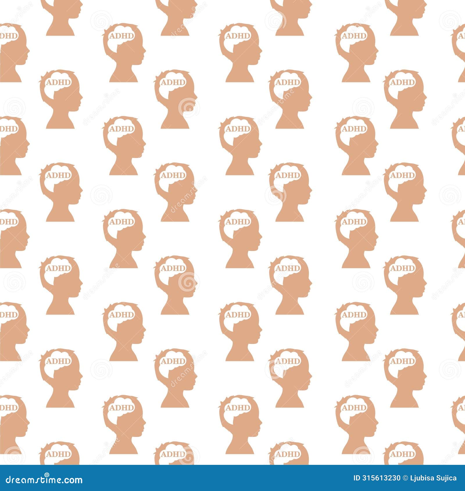 Attention Deficit Hyperactivity Disorder Concept Seamless Pattern ...