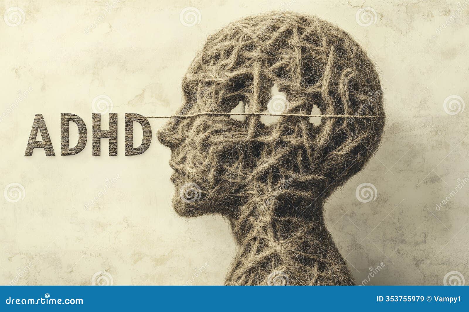 ADHD Attention Disorder Vector Illustration Of Humans Head Silhouette ...