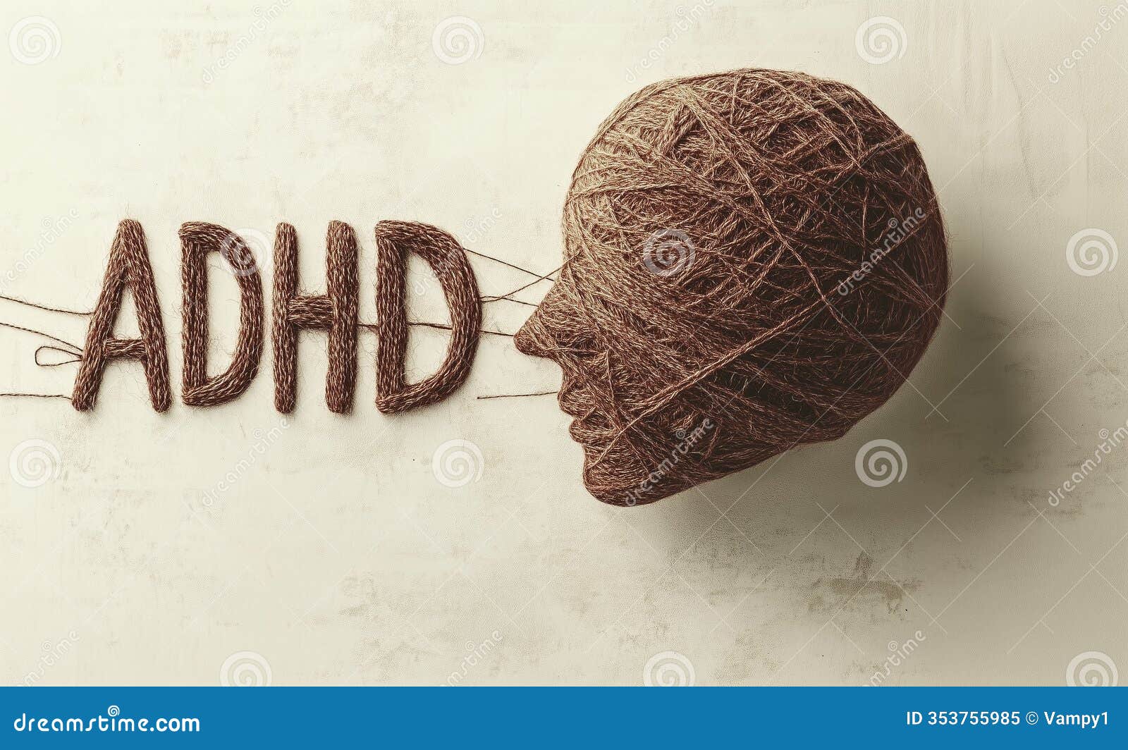 ADHD Attention Disorder Vector Illustration Of Humans Head Silhouette ...