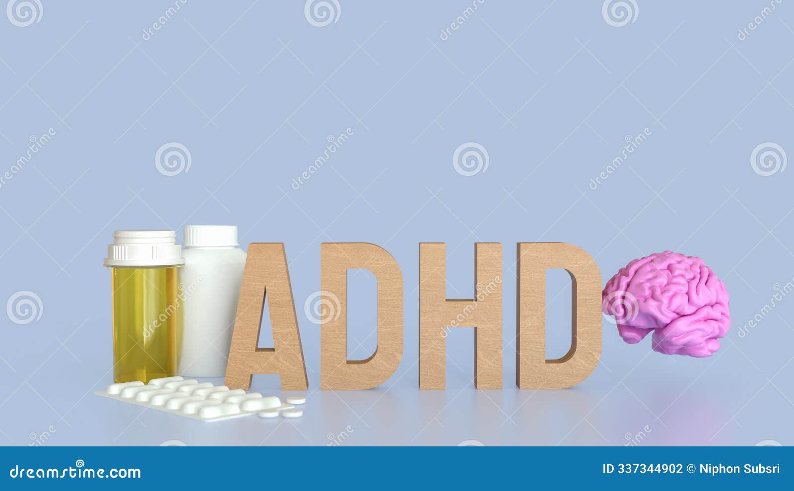 The ADHD Text and Drug for Medical and Sci Concept 3d Rendering Stock ...