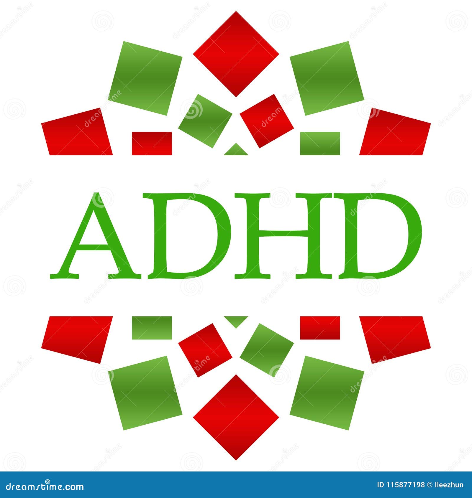 ADHD - Attention Deficit Hyperactivity Disorder Red Green Circular ...