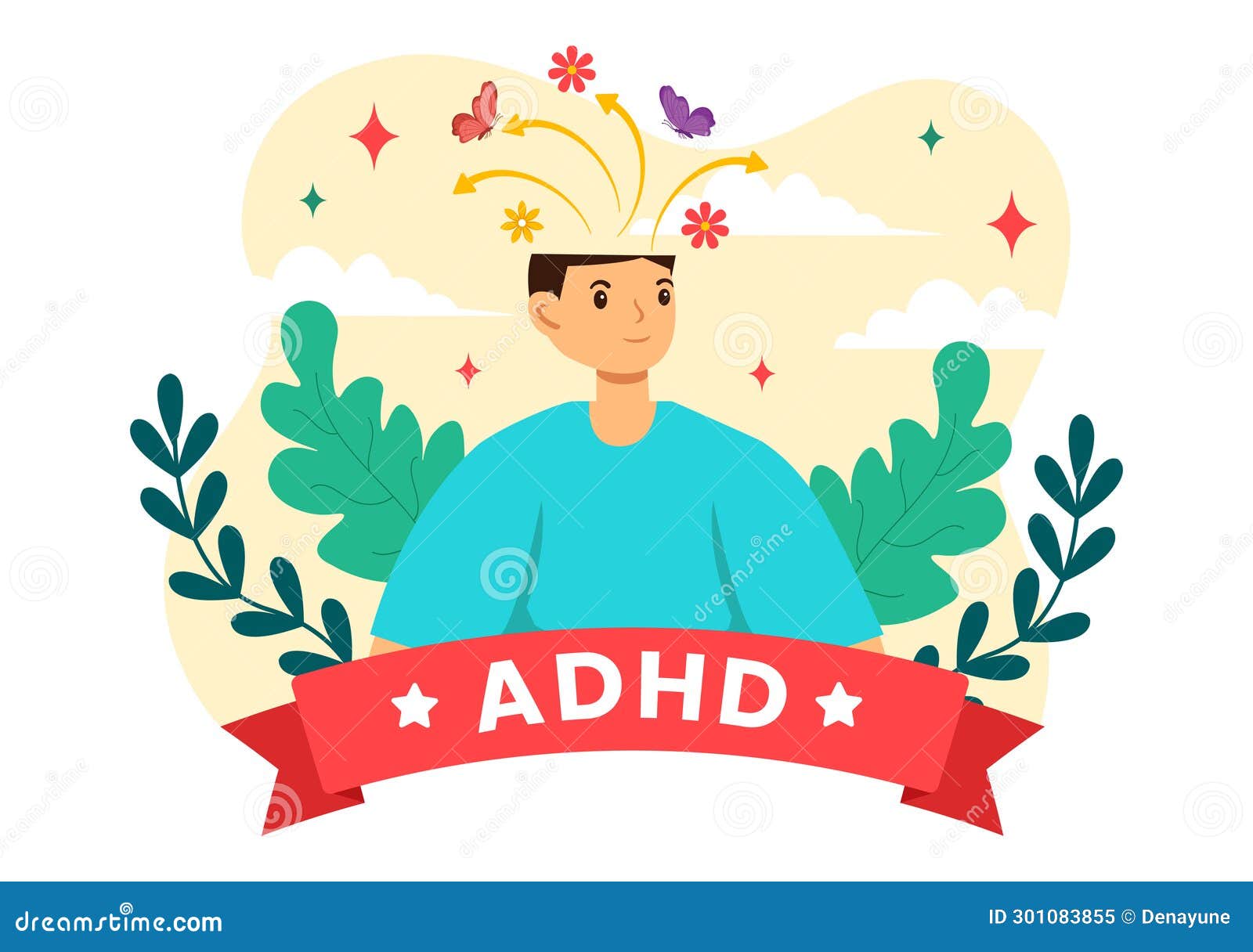 ADHD or Attention Deficit Hyperactivity Disorder Vector Illustration ...