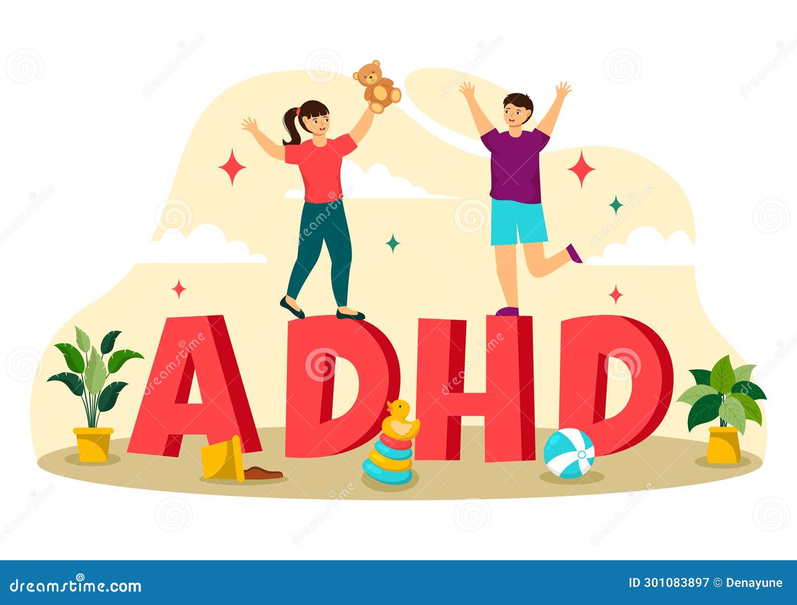 ADHD Or Attention Deficit Hyperactivity Disorder Vector Illustration ...