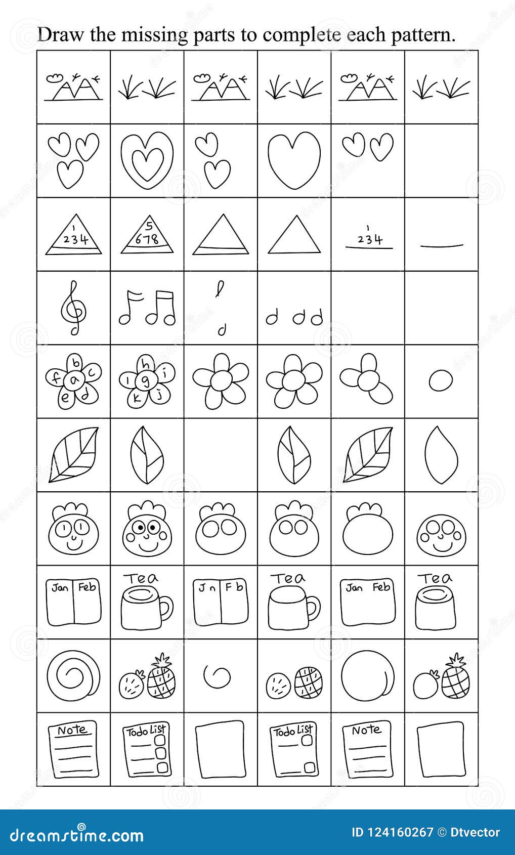 ADHD follow draw pattern stock vector. Illustration of colorful - 124160267