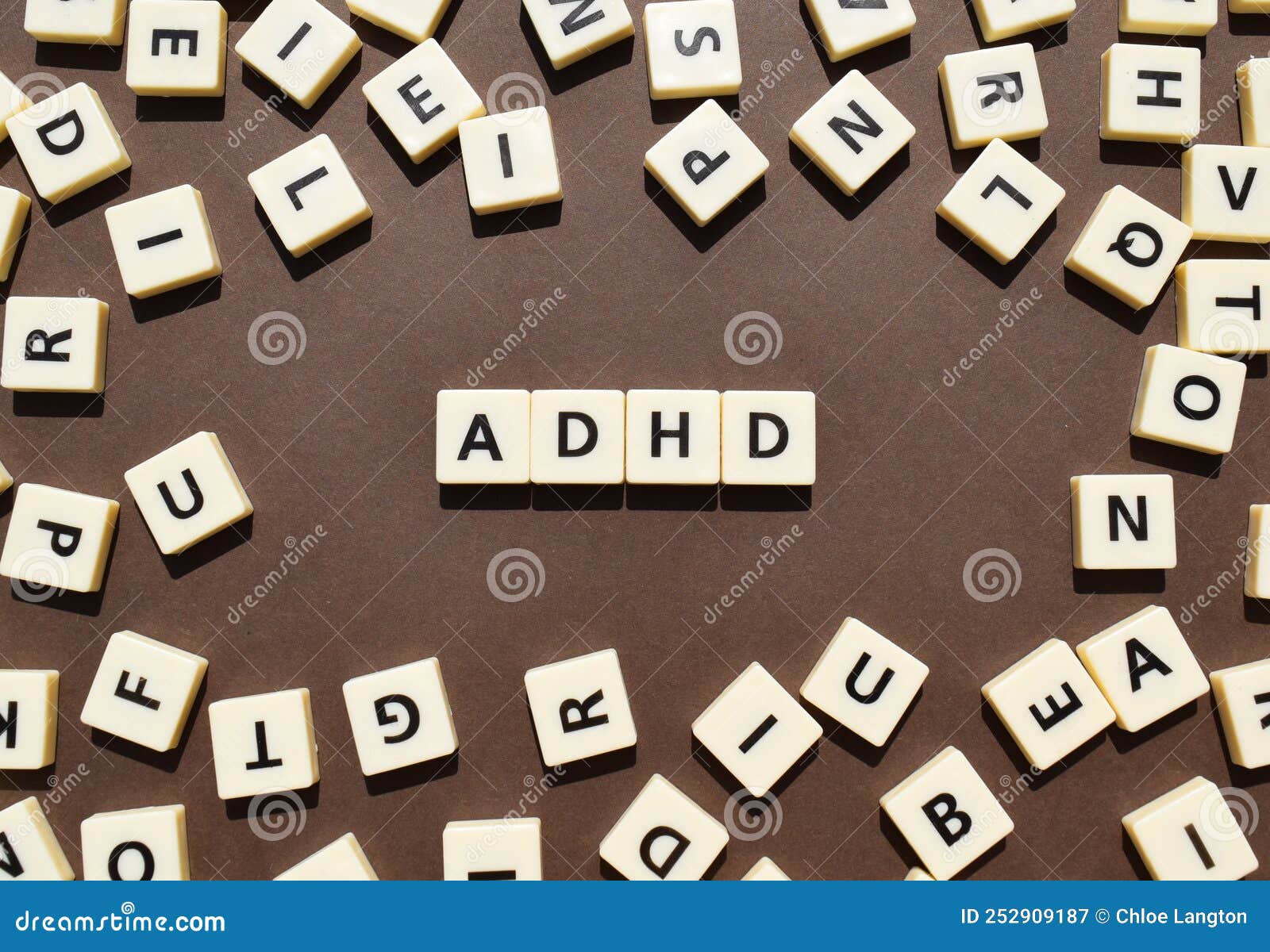 ADHD Letters Brown Background Stock Image - Image of symbol, text ...