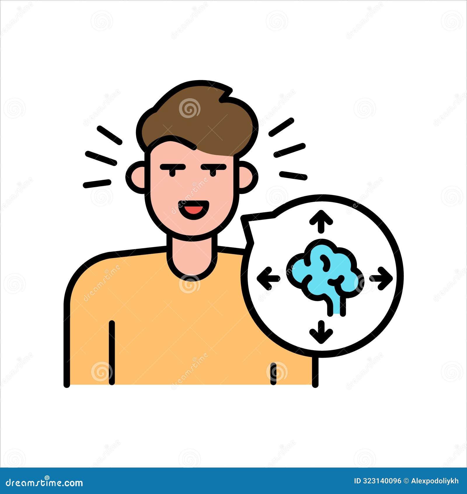 ADHD Line Color Icon Sign for Web Page Stock Vector - Illustration of ...