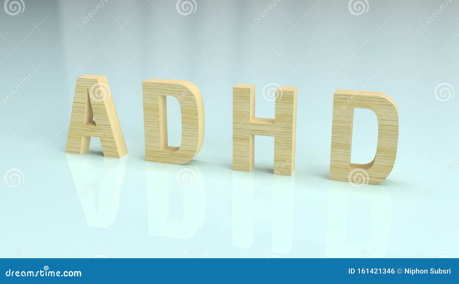The ADHD Wood Text on Glossy Plate for Medical Content 3d Rendering ...