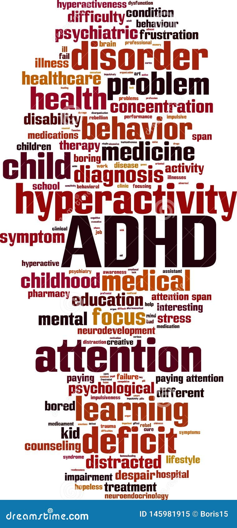 ADHD word cloud stock vector. Illustration of learning - 145981915