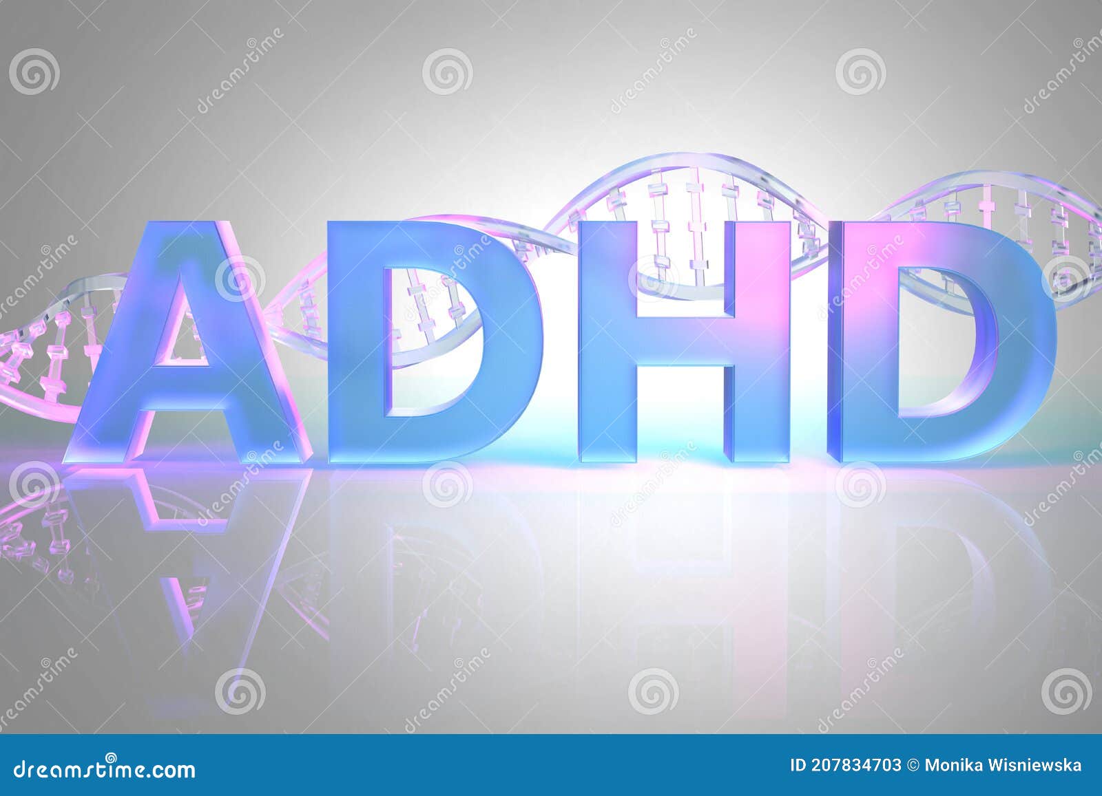 ADHD Word and DNA Chain in the Background Stock Illustration ...