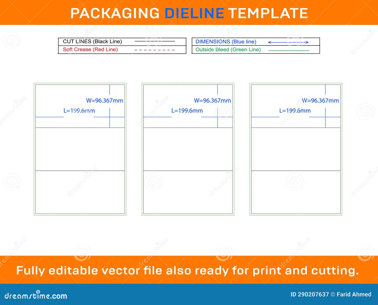 3 Adhesive Address Labels Dieline Template 199.6 X 96 Stock Vector ...