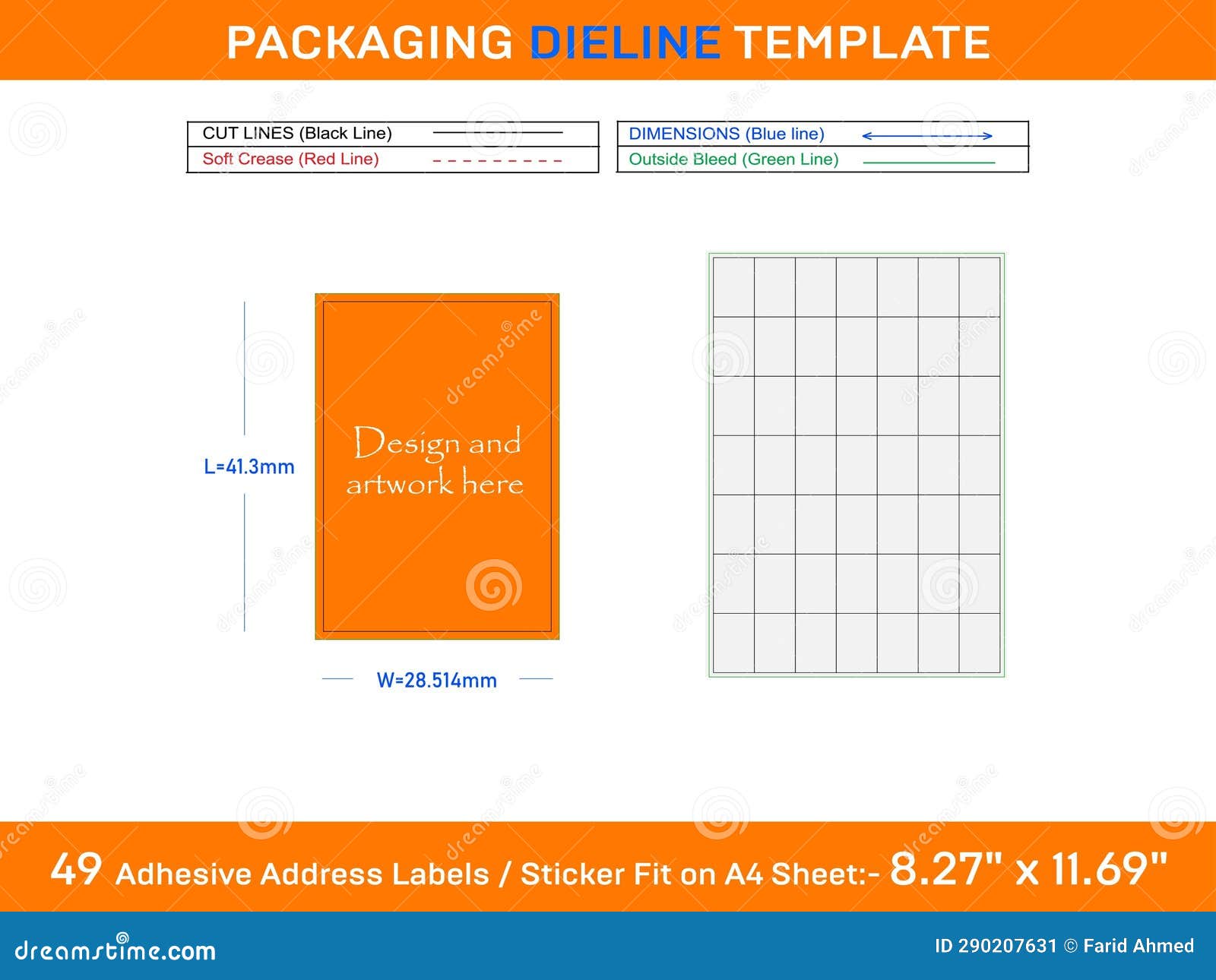 10 Adhesive Address Labels Dieline Template 199.6 X 57.82mm Cartoon ...