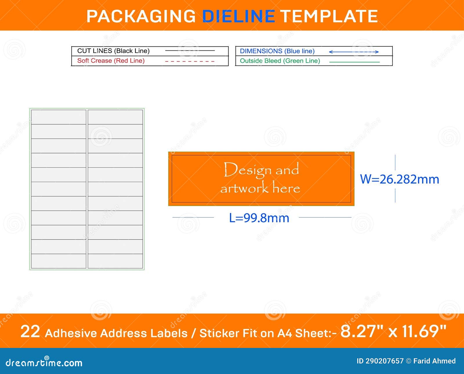 2 Adhesive Address Labels Dieline Template In A4 Sheet SVG, Ai, EPS ...