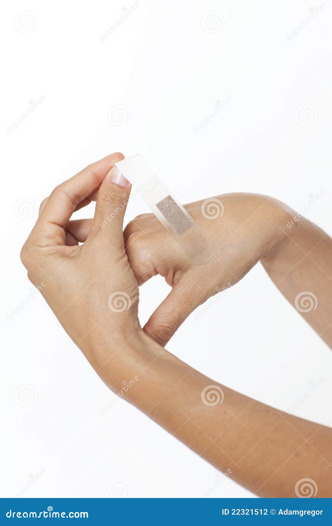 Adhesive bandage on hand stock photo. Image of fabric - 22321512