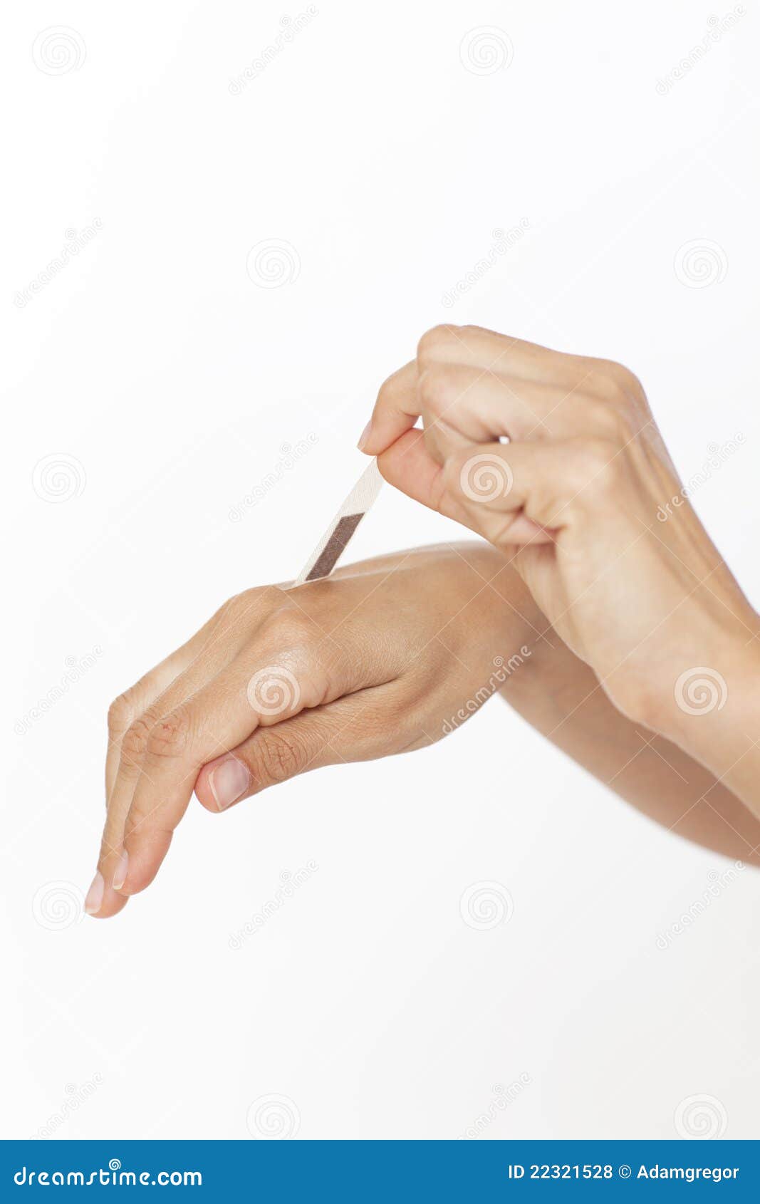 Adhesive bandage on hand stock photo. Image of cover - 22321528