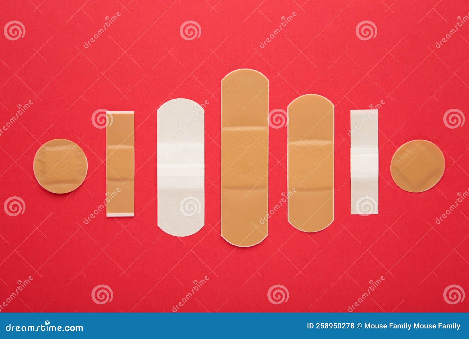 Adhesive Bandage Sticking Plaster on Red Background. Space for Text ...
