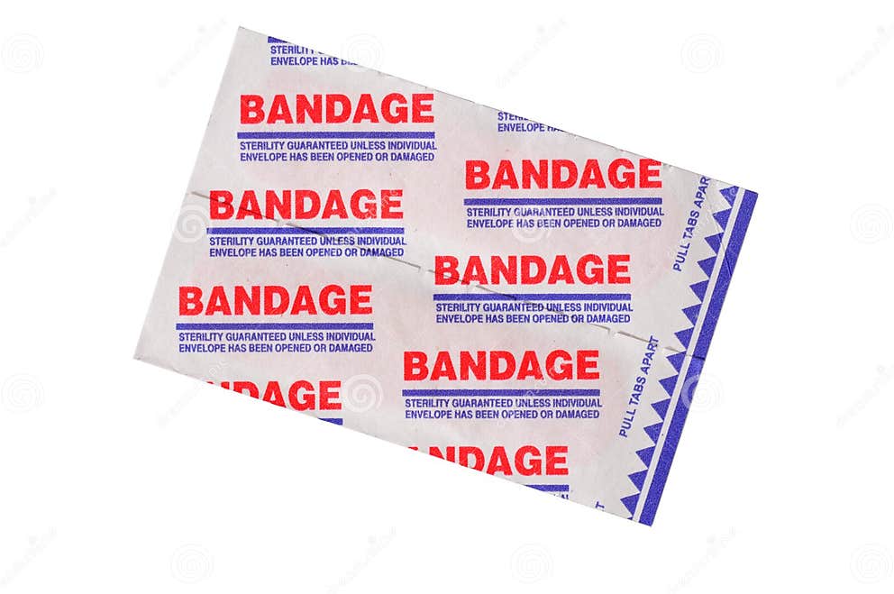 Adhesive First-aid Bandages in Packaging on White Stock Image - Image ...