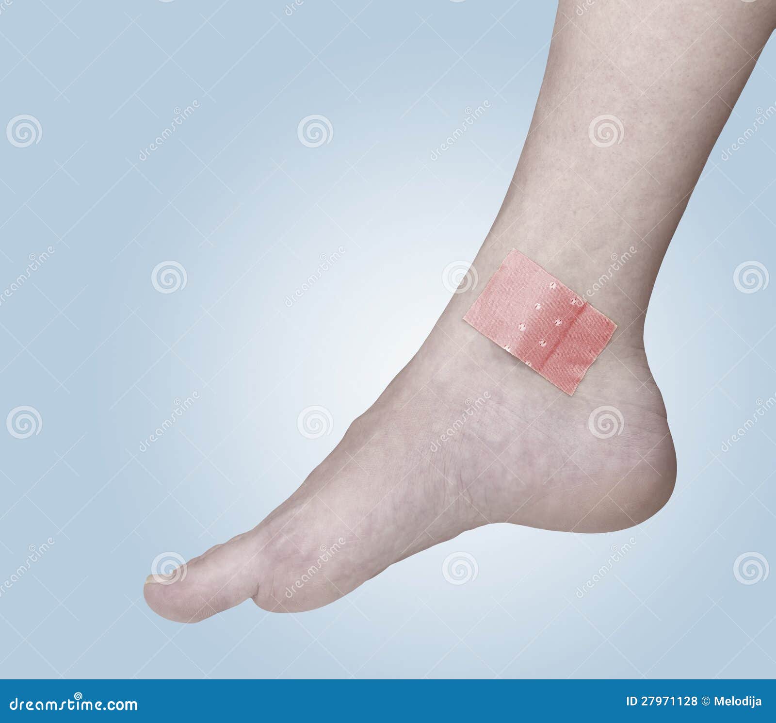 Adhesive Healing Plaster on Foot Ancle. Stock Photo - Image of adult ...