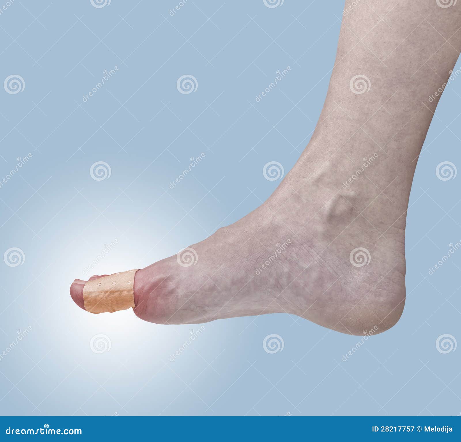Adhesive Healing Plaster on Foot Finger. Stock Image - Image of care ...