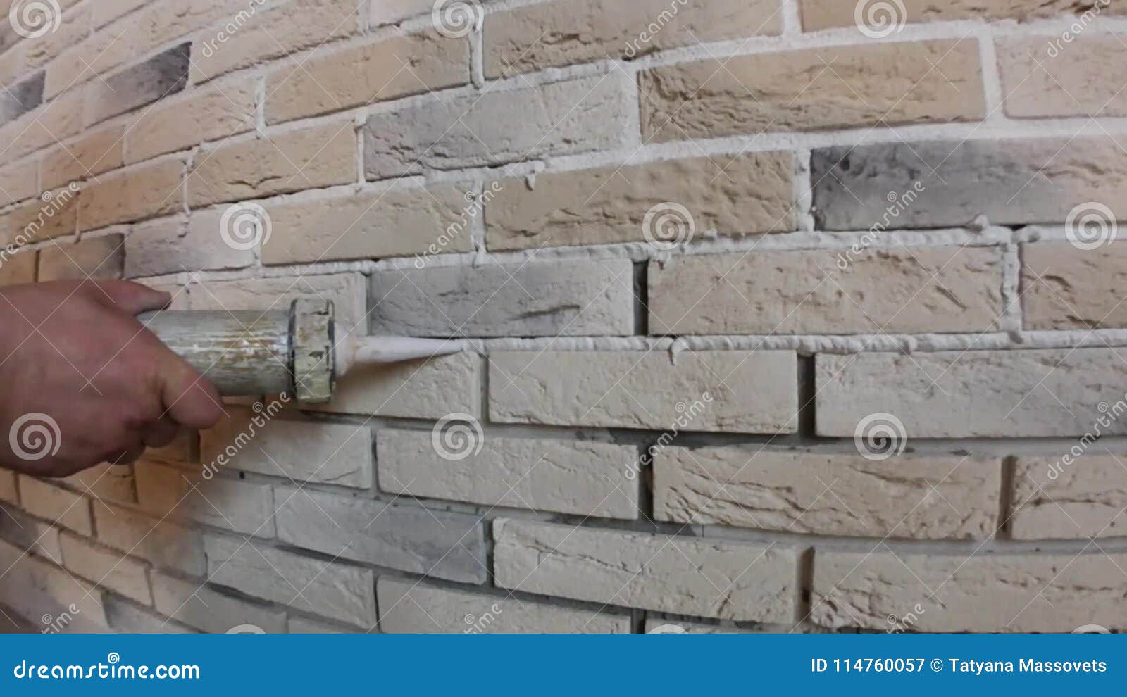 Stacking of a Decorative Stone on a Wall, Repair Work Stock Video ...