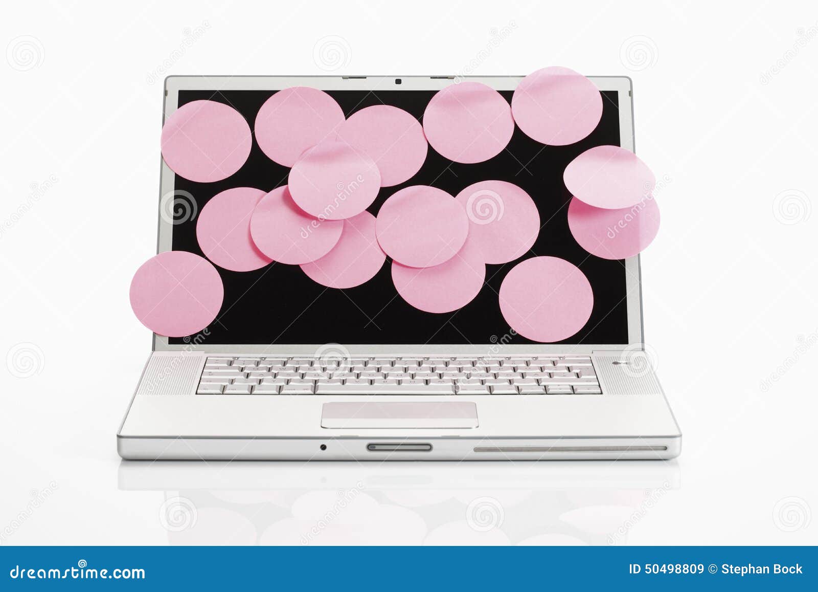 Adhesive Labels on Notebook Screen Stock Image - Image of label, laptop ...