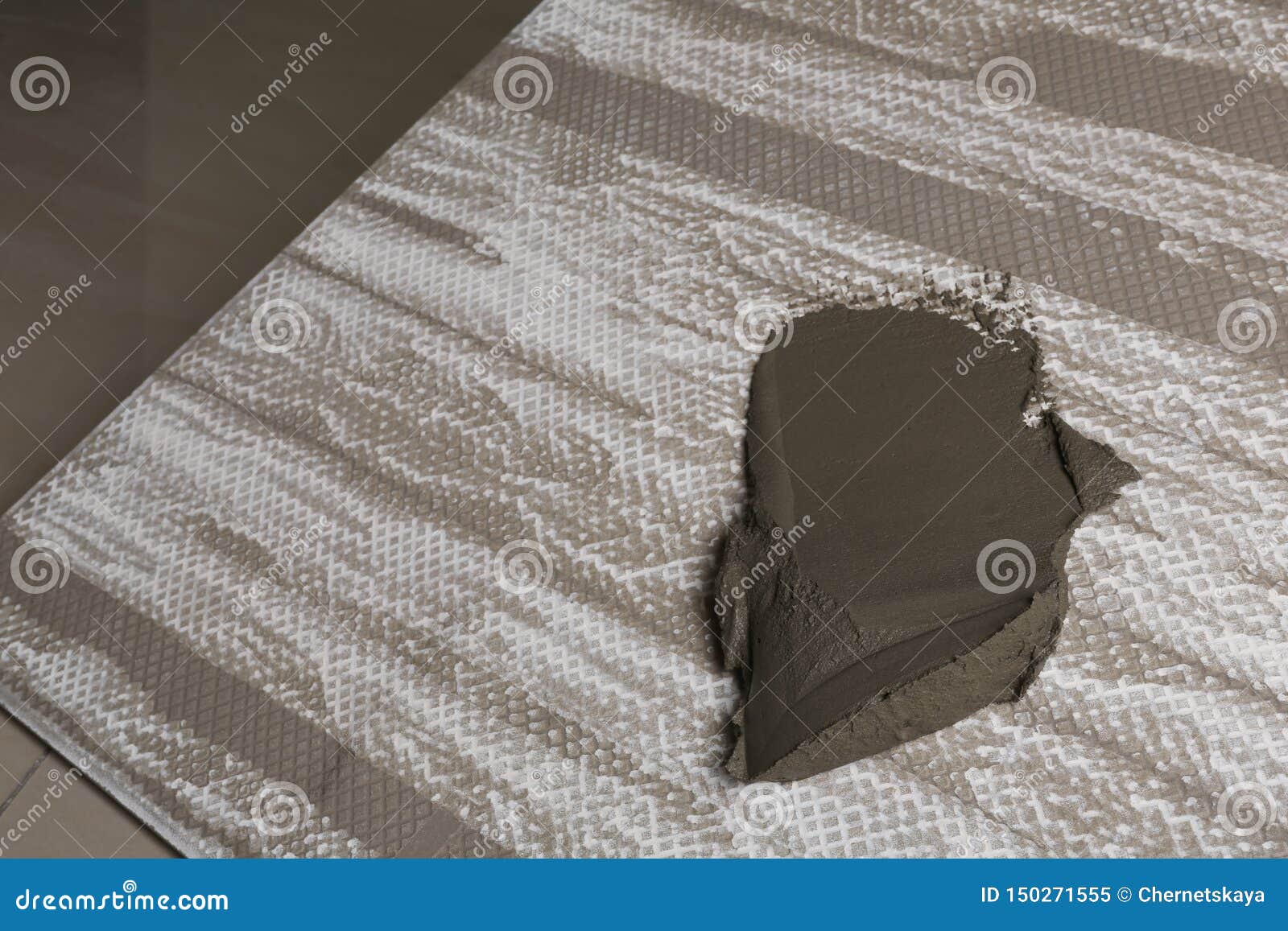 Adhesive Mix on Ceramic Tile, Closeup Stock Image - Image of ...