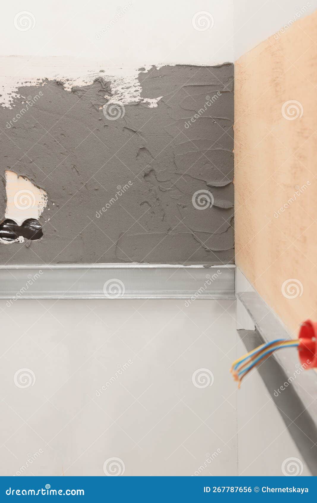 Adhesive Mix for Installing Tile and Socket Holes on Wall Indoors Stock ...