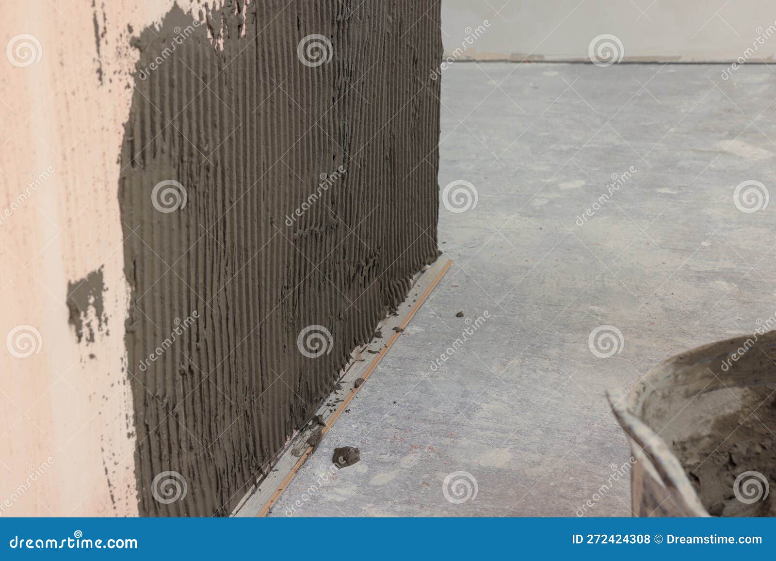Adhesive Mix for Tile Installation on Wall Indoors Stock Photo - Image ...