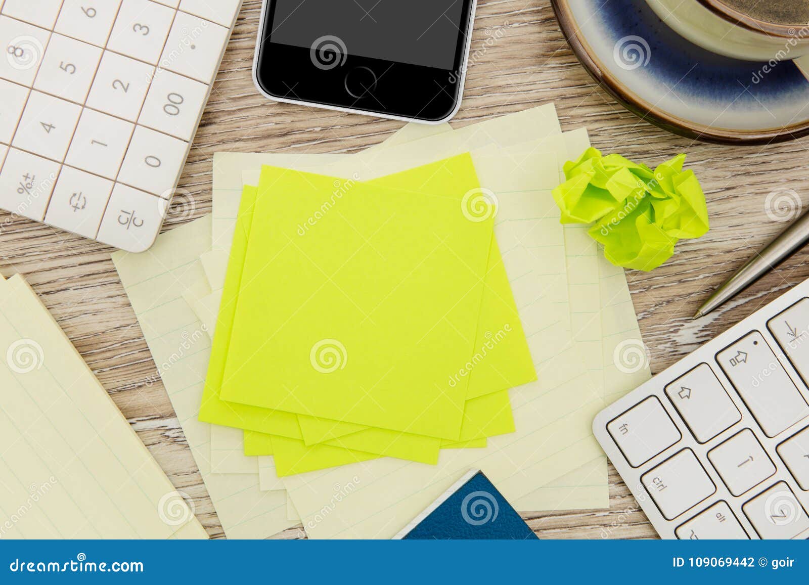 Adhesive Note on Messy Desk Stock Photo - Image of crowded, equipment ...