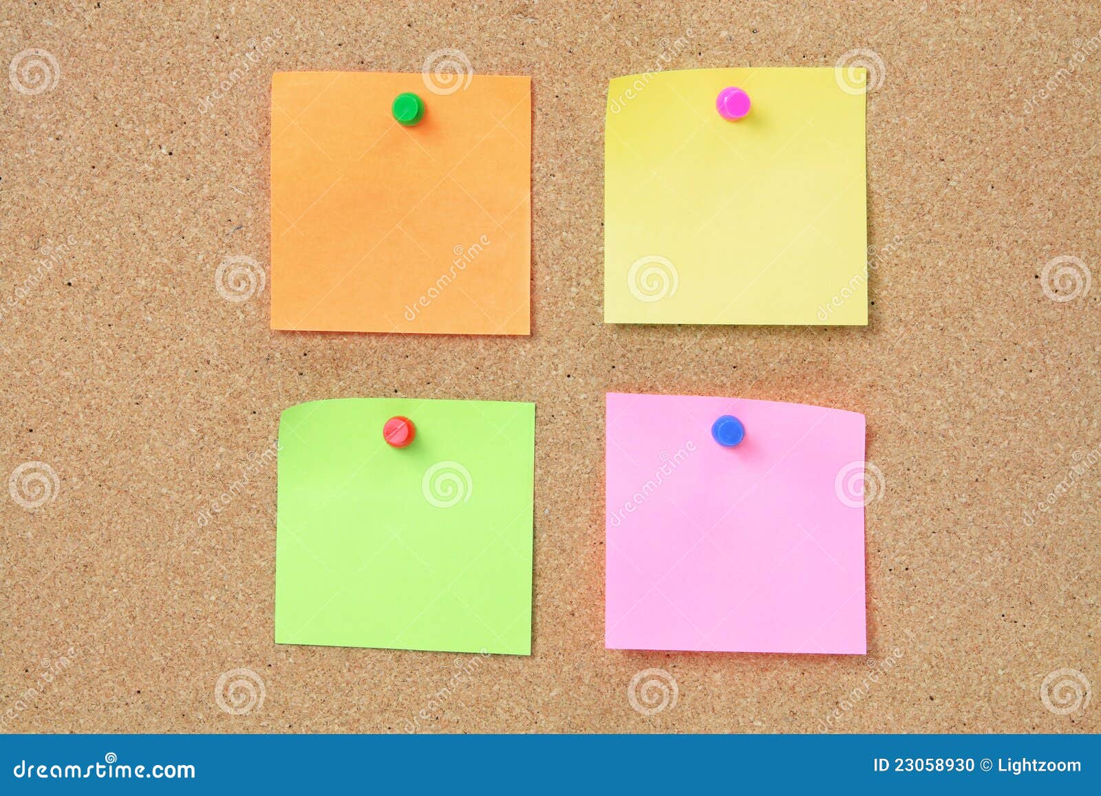 Adhesive Note Papers stock photo. Image of corkboard - 23058930