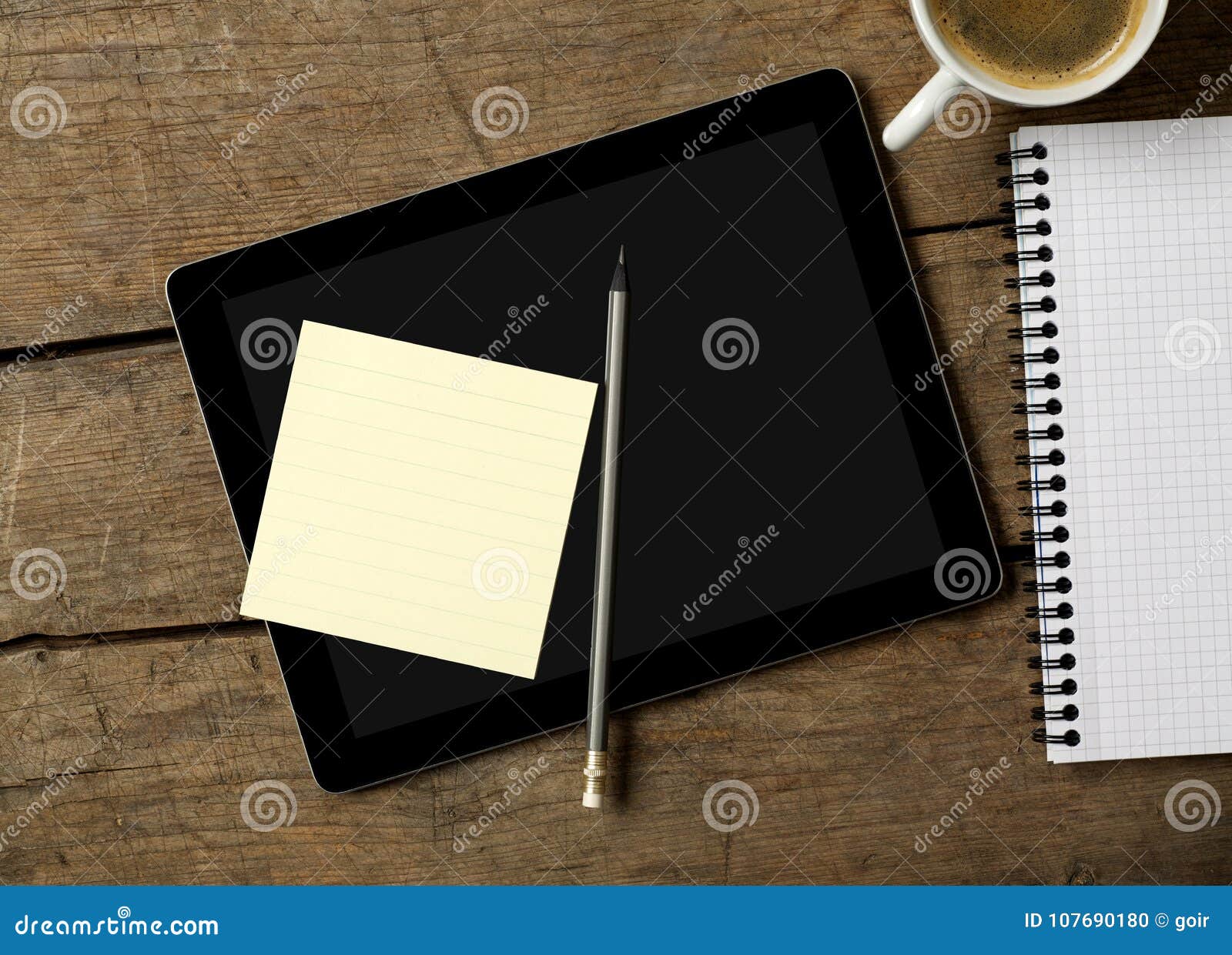 Adhesive Notes and Digital Tablet on Desk Stock Photo - Image of ...