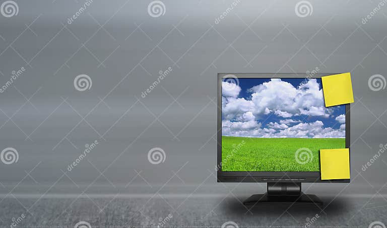 Adhesive Notes on Lcd Screen Stock Image - Image of nature, front: 5635775
