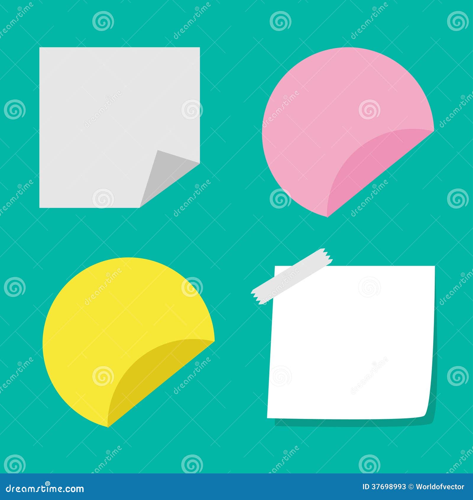 Adhesive Paper Notes And Tag Set Line. Heart Under Corner. Template ...