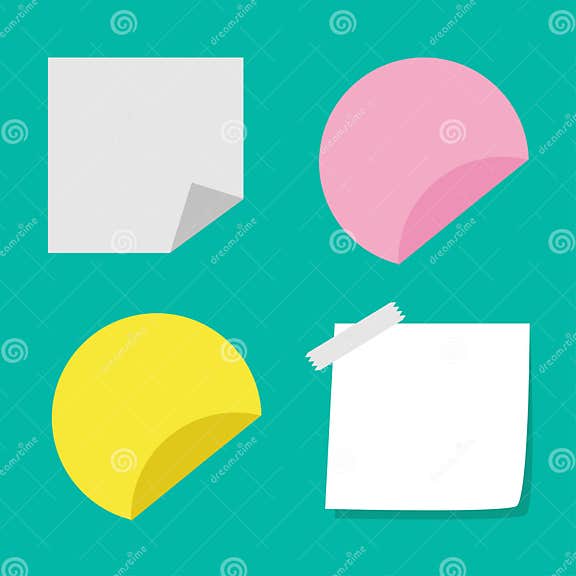Adhesive Paper Notes and Tag Set. Template Stock Vector - Illustration ...