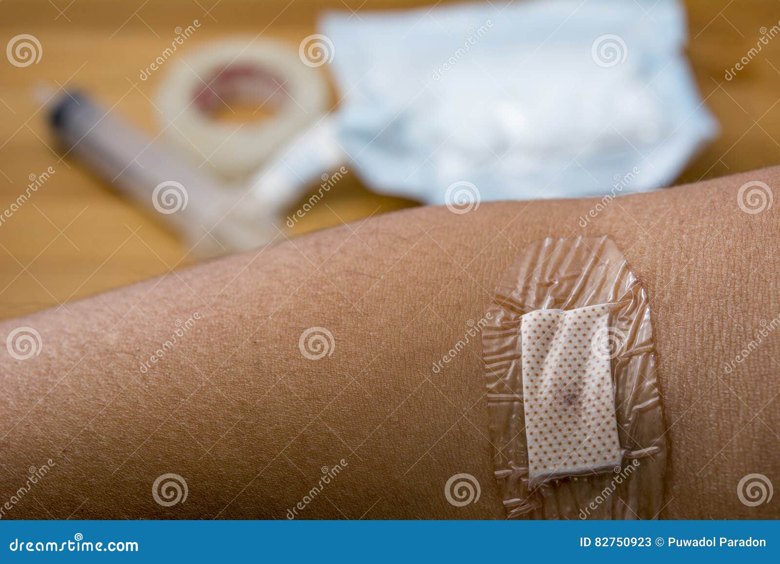 Adhesive plaster on arm stock image. Image of insurance - 82750923