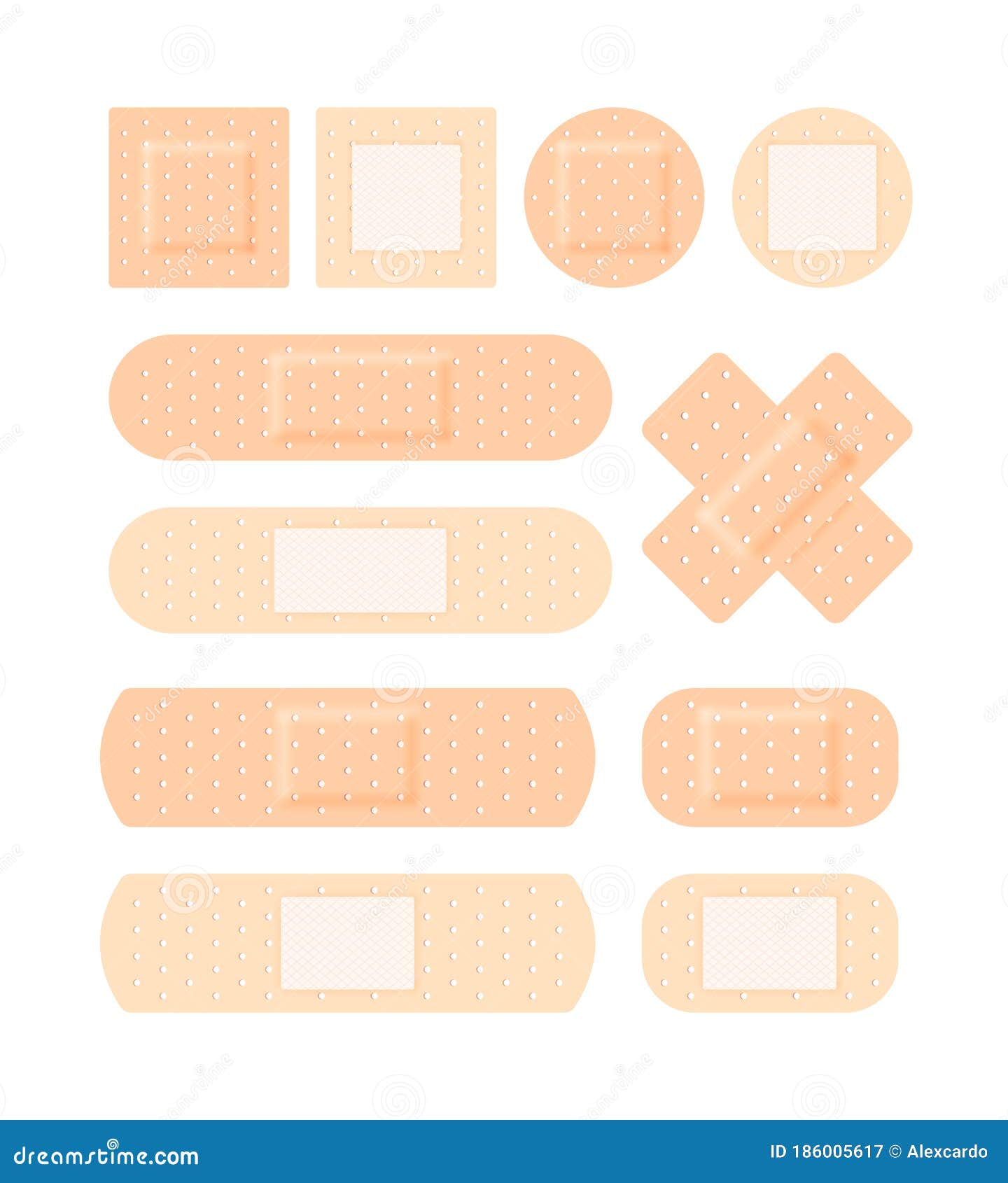 Adhesive Plaster Medical Set. Antiseptic Patch Various Forms Direct ...