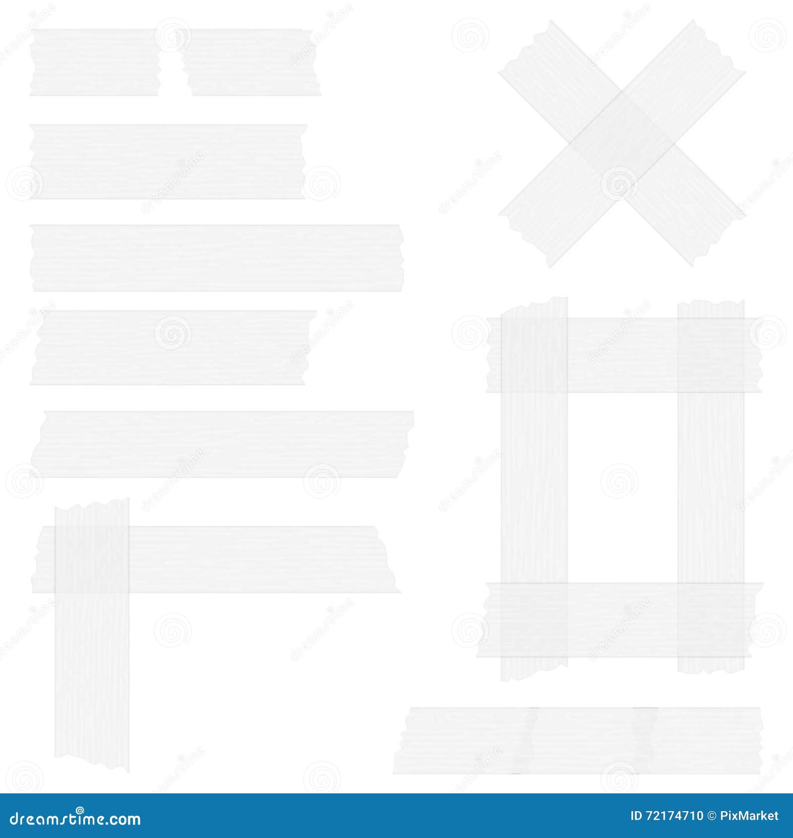 Adhesive Tape. Realistic Sticky Wrinkled Paper Tape With Shadows ...