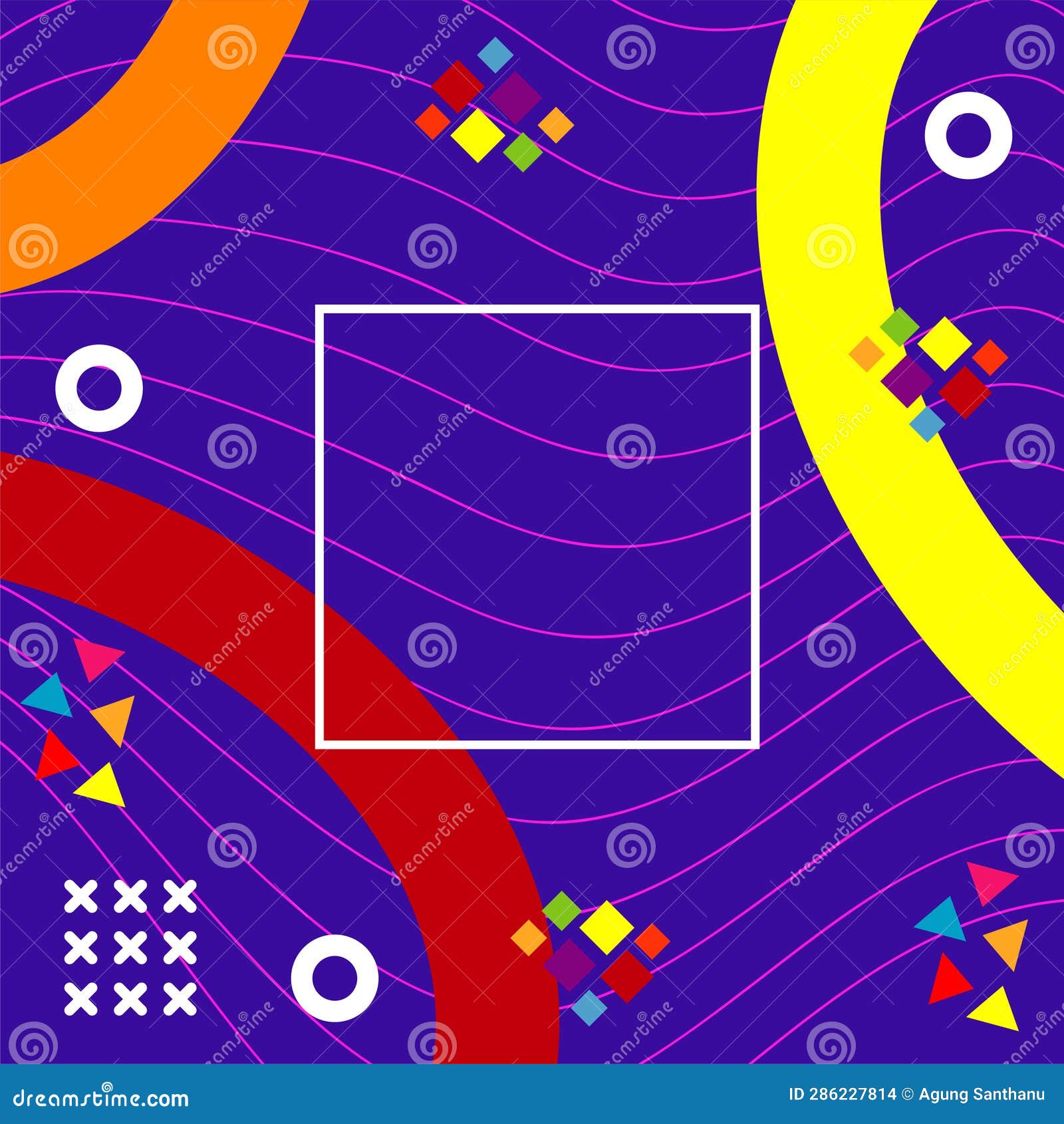 Abstract Background Square Card with Various Geometric Shapes Ornaments ...