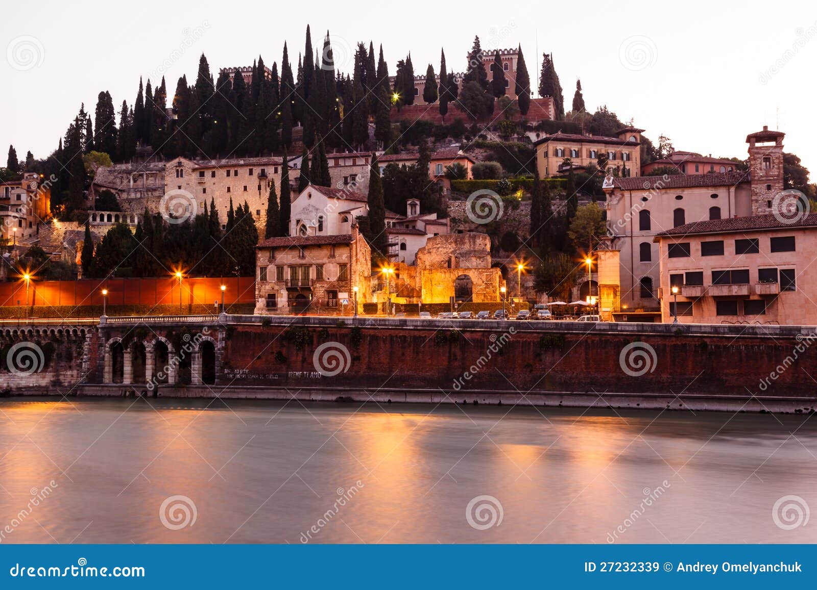 Adige River Embankment at Morning Stock Image - Image of culture ...