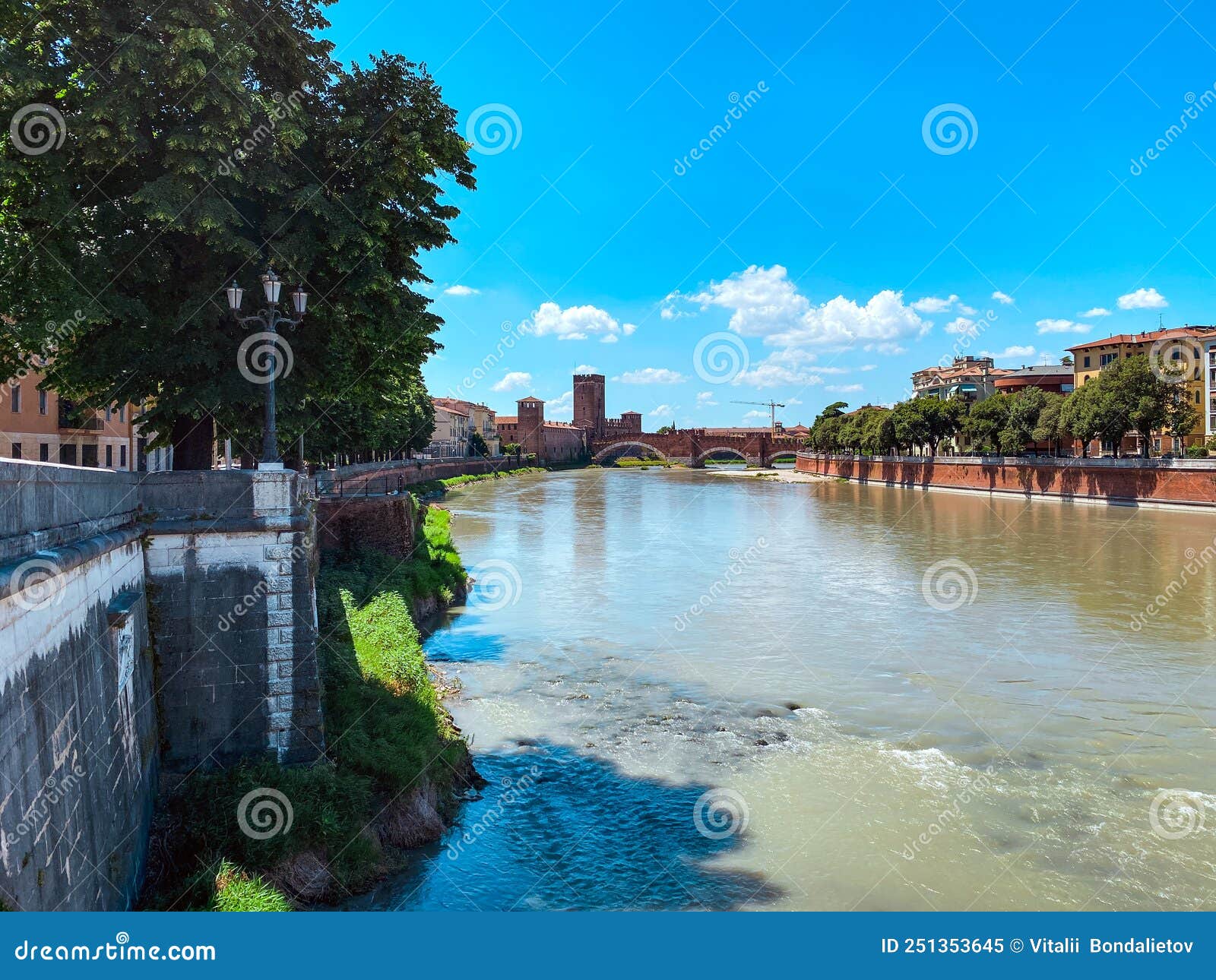 Adige River in Verona, Italy Stock Image - Image of holidays, water ...